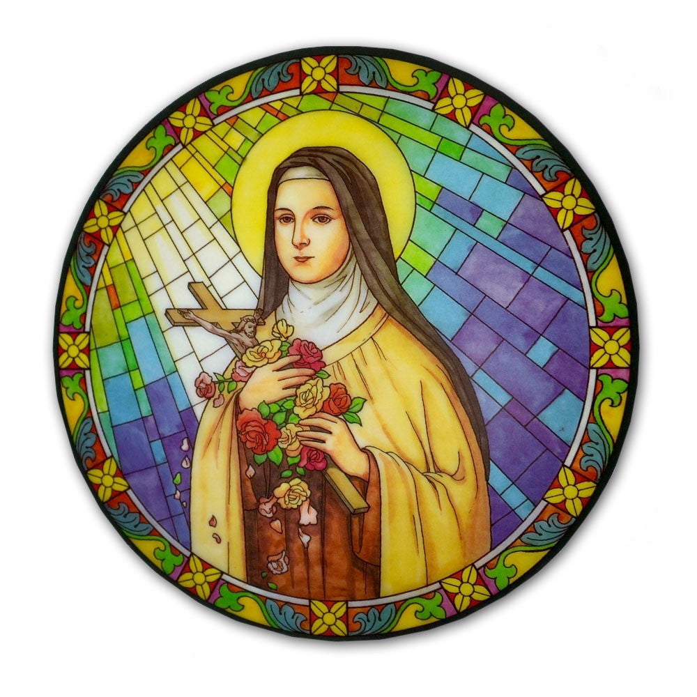 St. Therese of Lisieux Stained Glass Suncatcher Sticker Window Cling ...